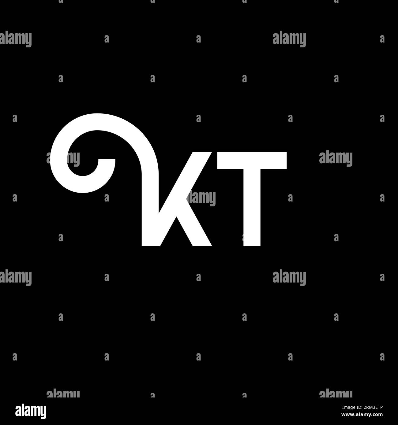 KT letter logo design on black background. KT creative initials letter ...