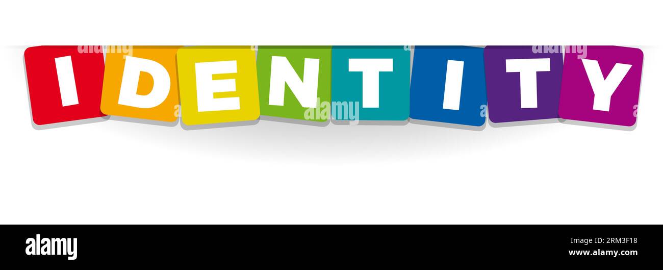 The word Identity. Vector banner with the text colored rainbow Stock ...