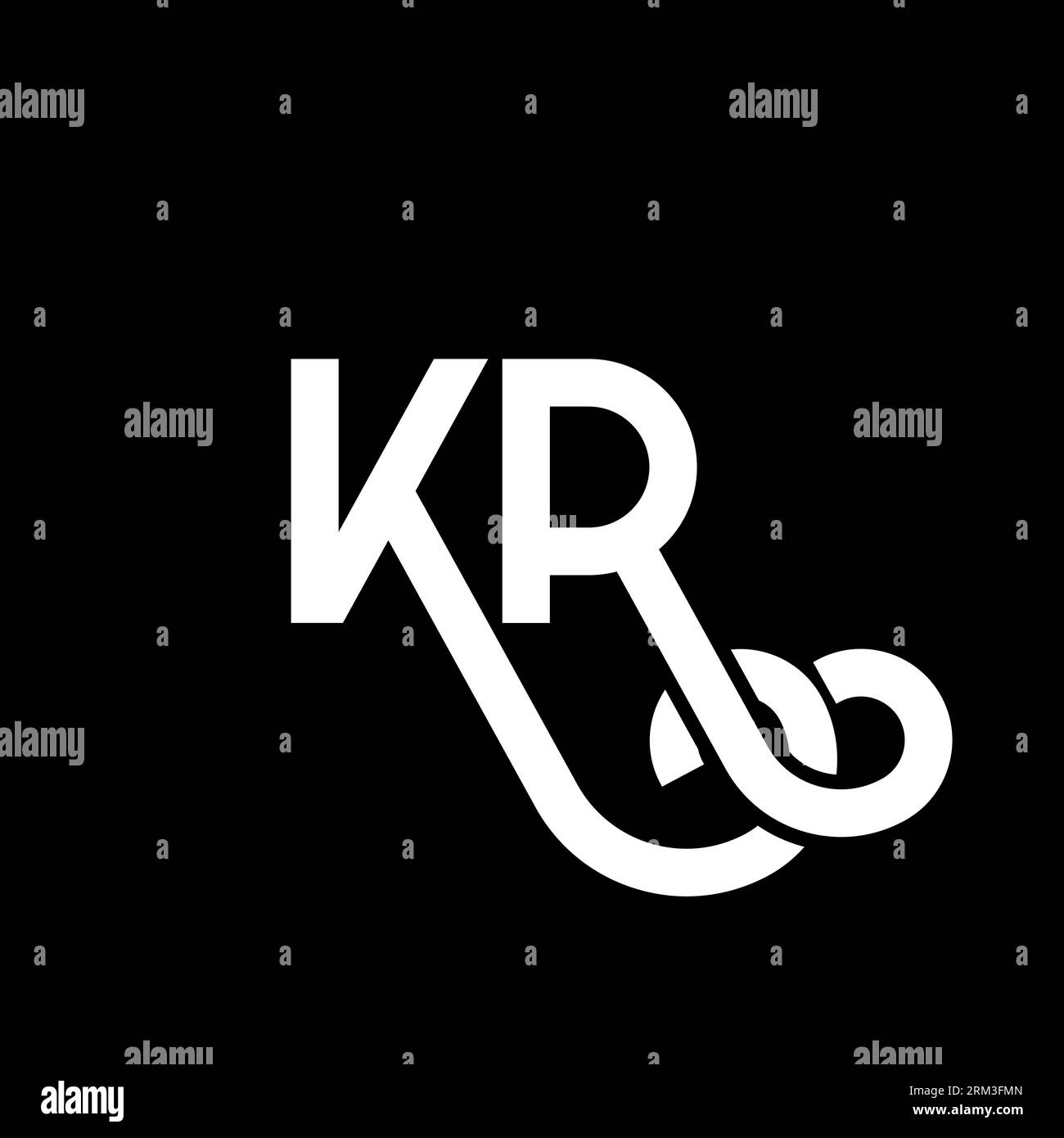 KR letter logo design on black background. KR creative initials letter ...