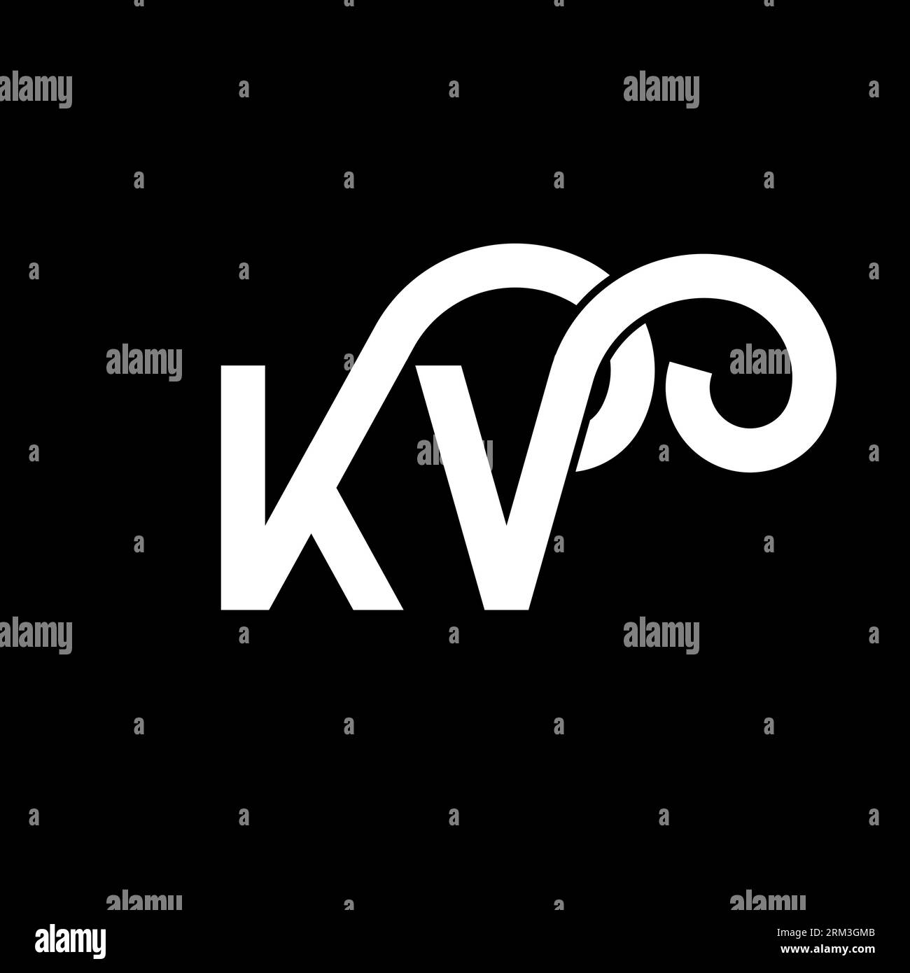 KV letter logo design on black background. KV creative initials letter ...