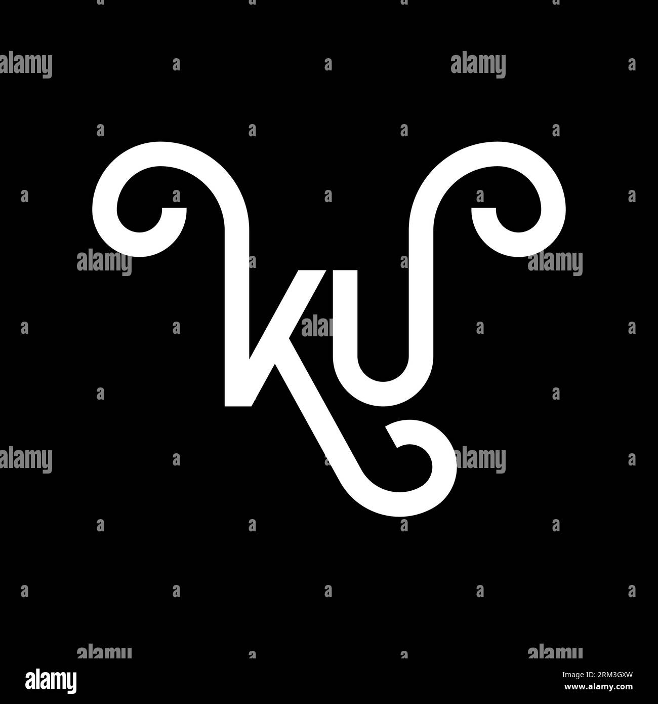 KU letter logo design on black background. KU creative initials letter ...