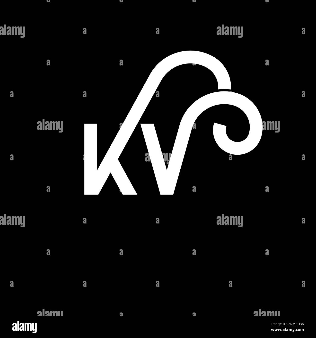 KV letter logo design on black background. KV creative initials letter ...