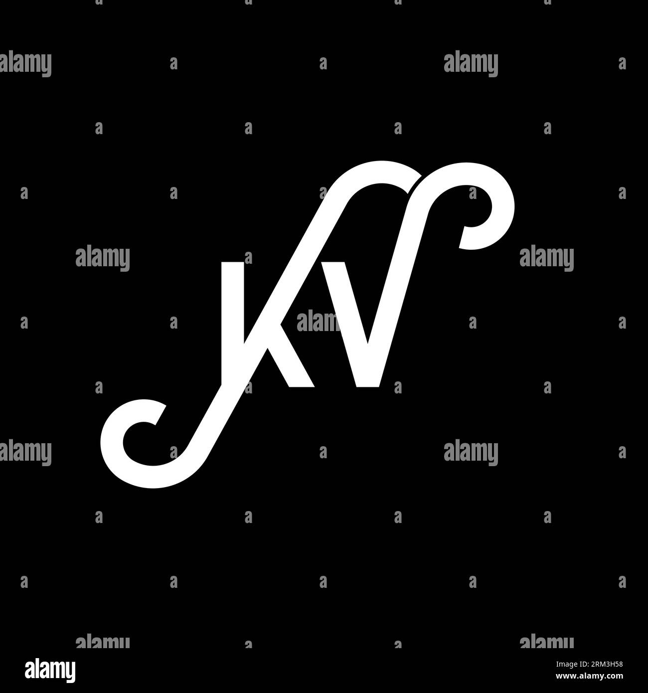 KV letter logo design on black background. KV creative initials letter ...