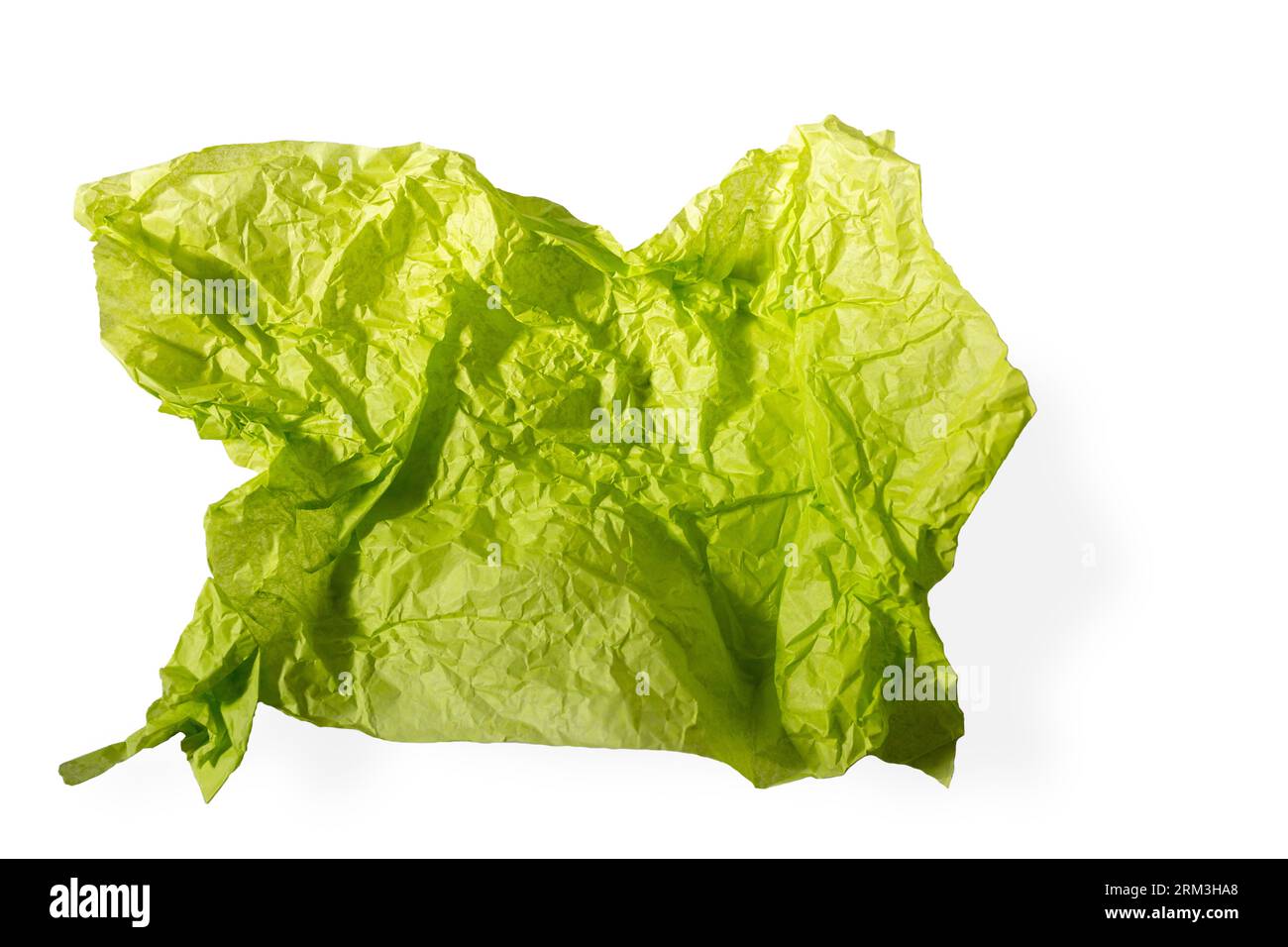 Crumpled green paper isolated on white background Stock Photo - Alamy