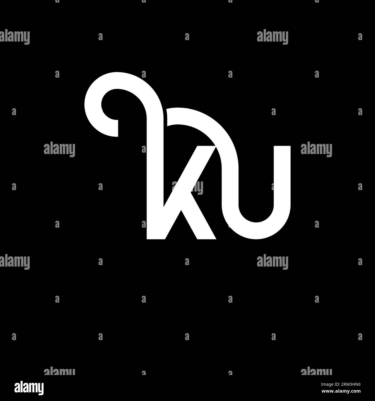 KU letter logo design on black background. KU creative initials letter ...
