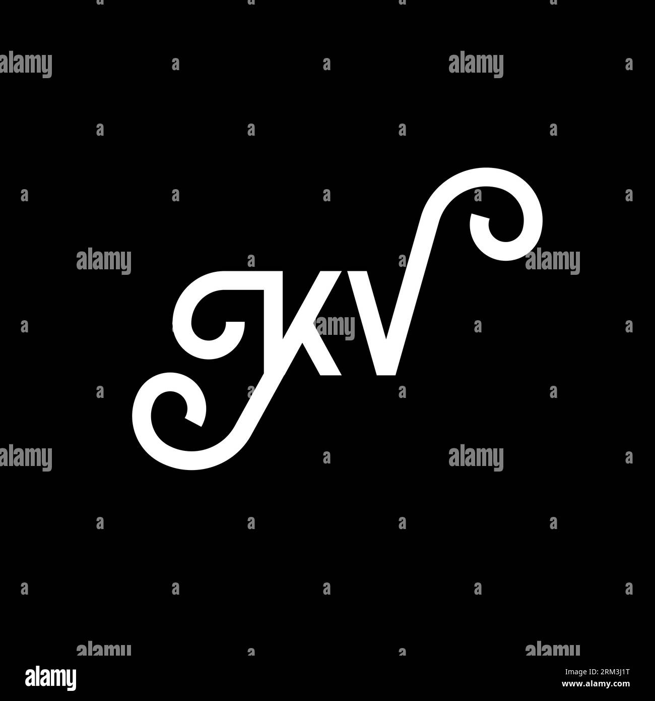 KV letter logo design on black background. KV creative initials letter ...