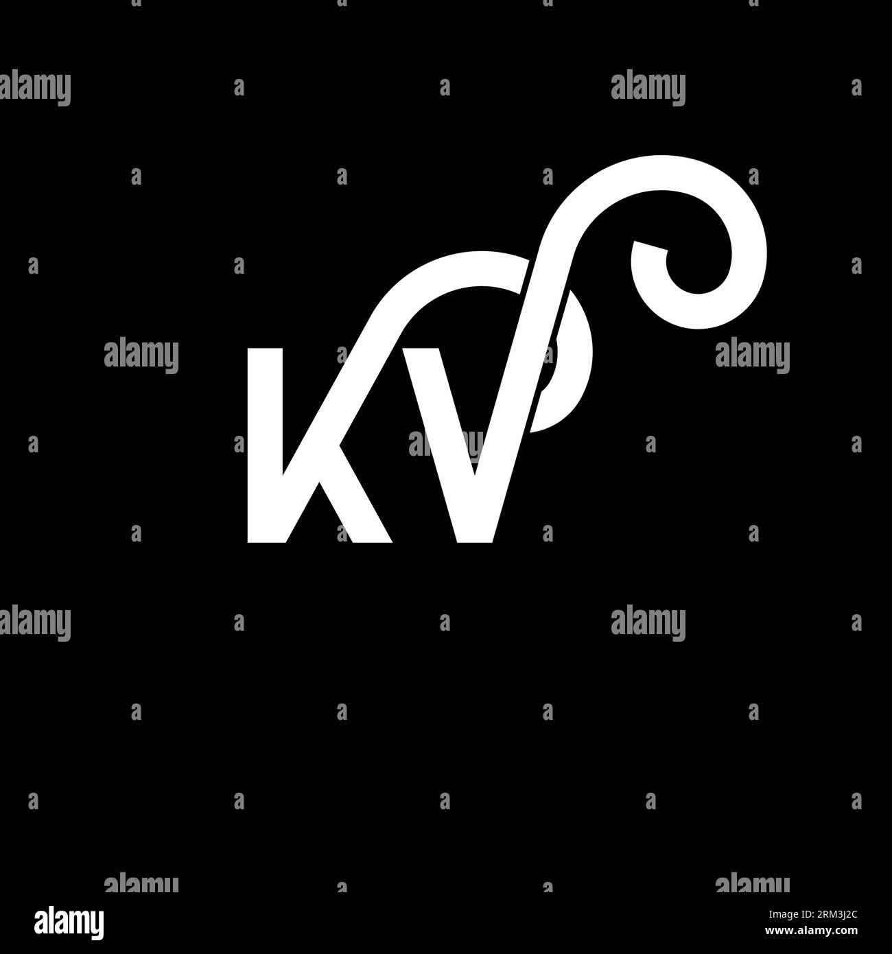 KV letter logo design on black background. KV creative initials letter ...