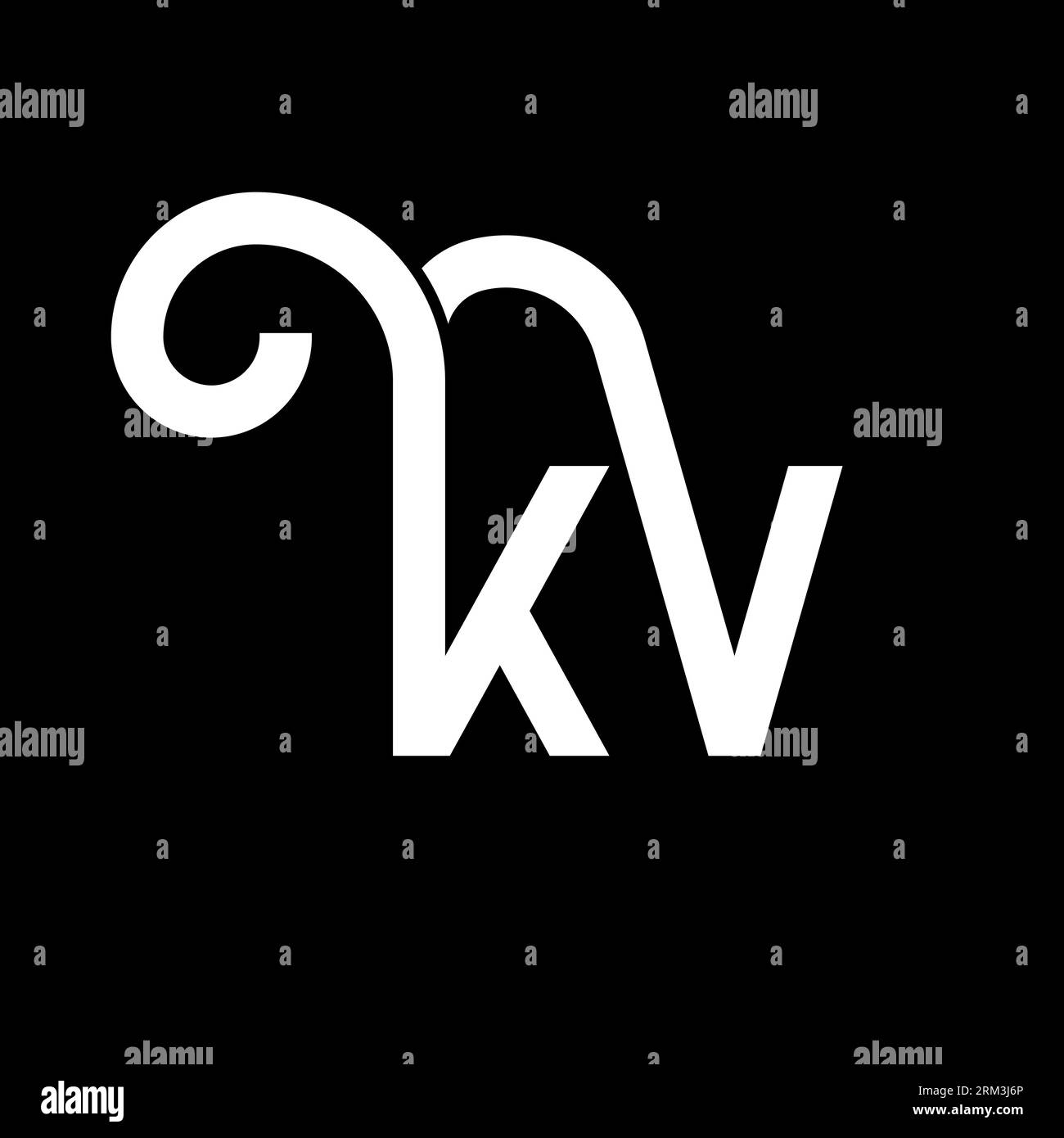 KV letter logo design on black background. KV creative initials letter ...