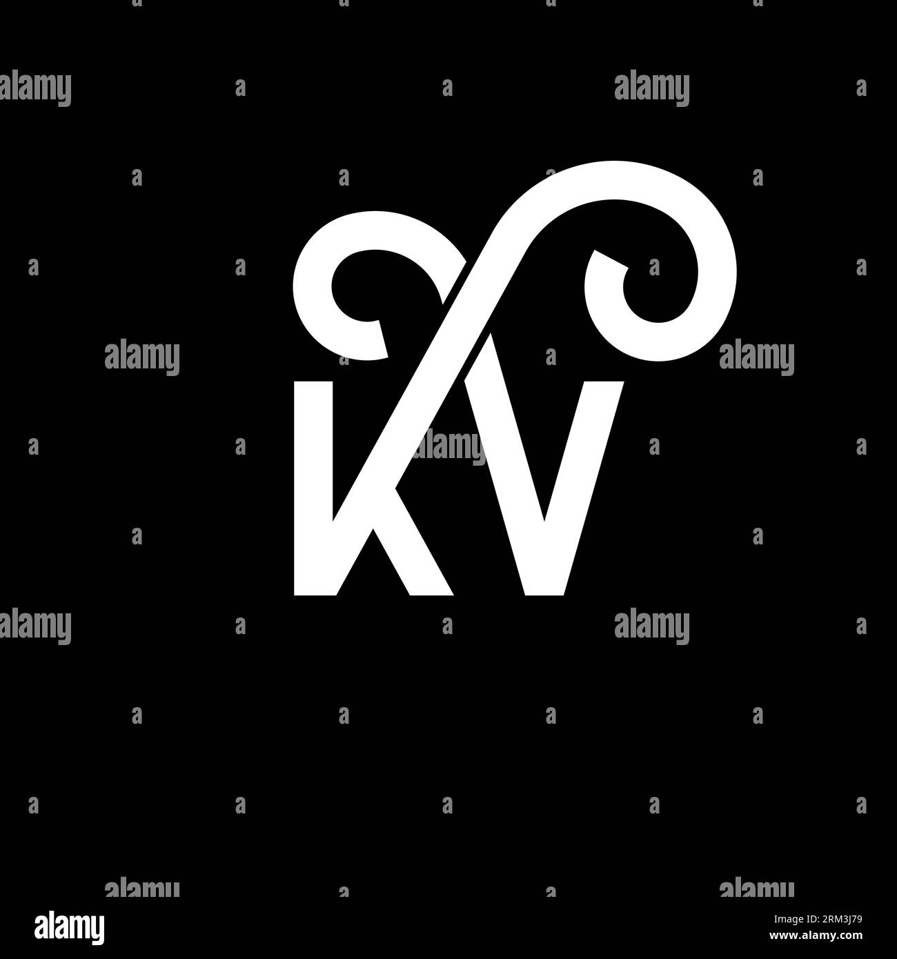 KV letter logo design on black background. KV creative initials letter ...