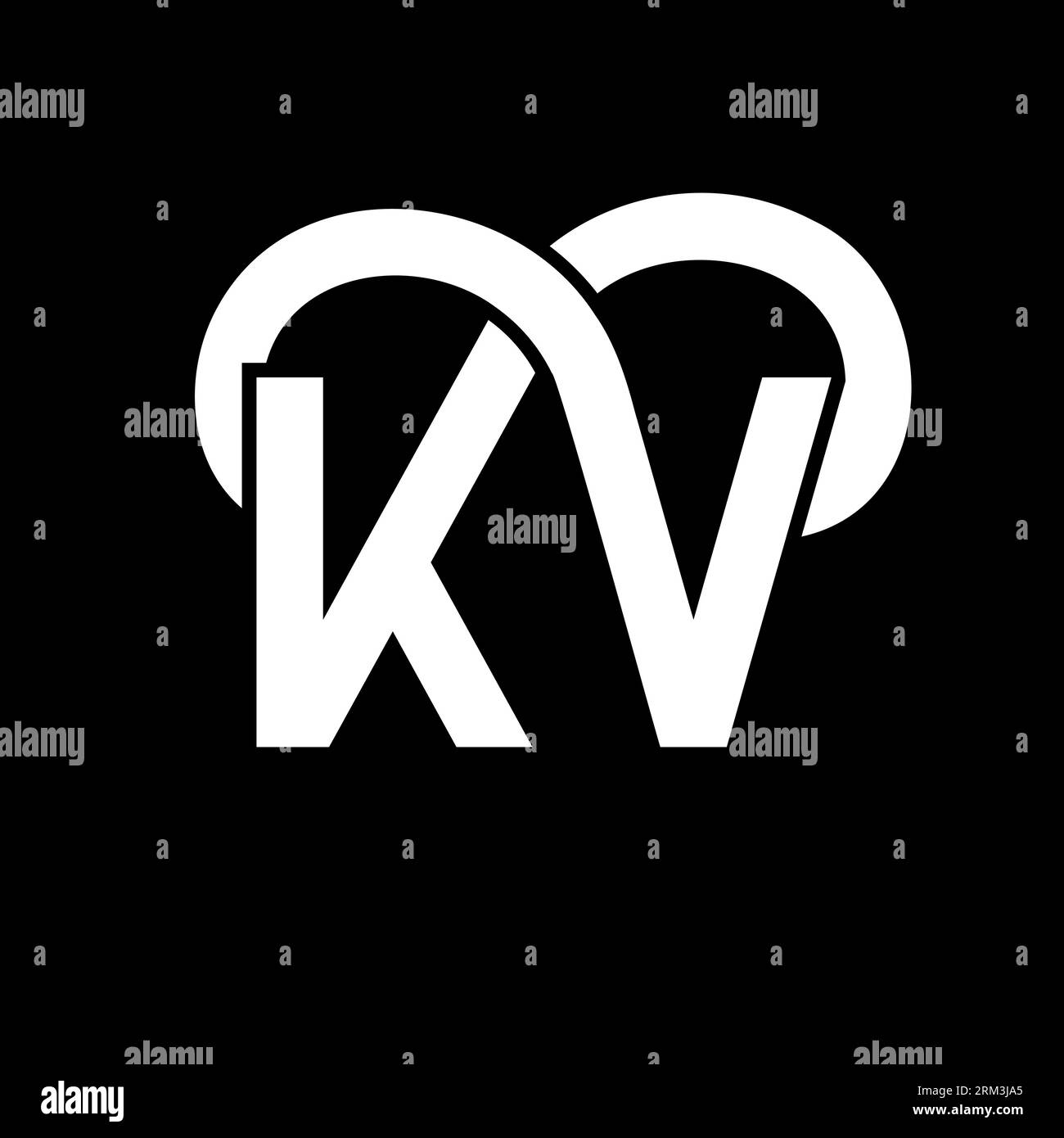KV letter logo design on black background. KV creative initials letter ...