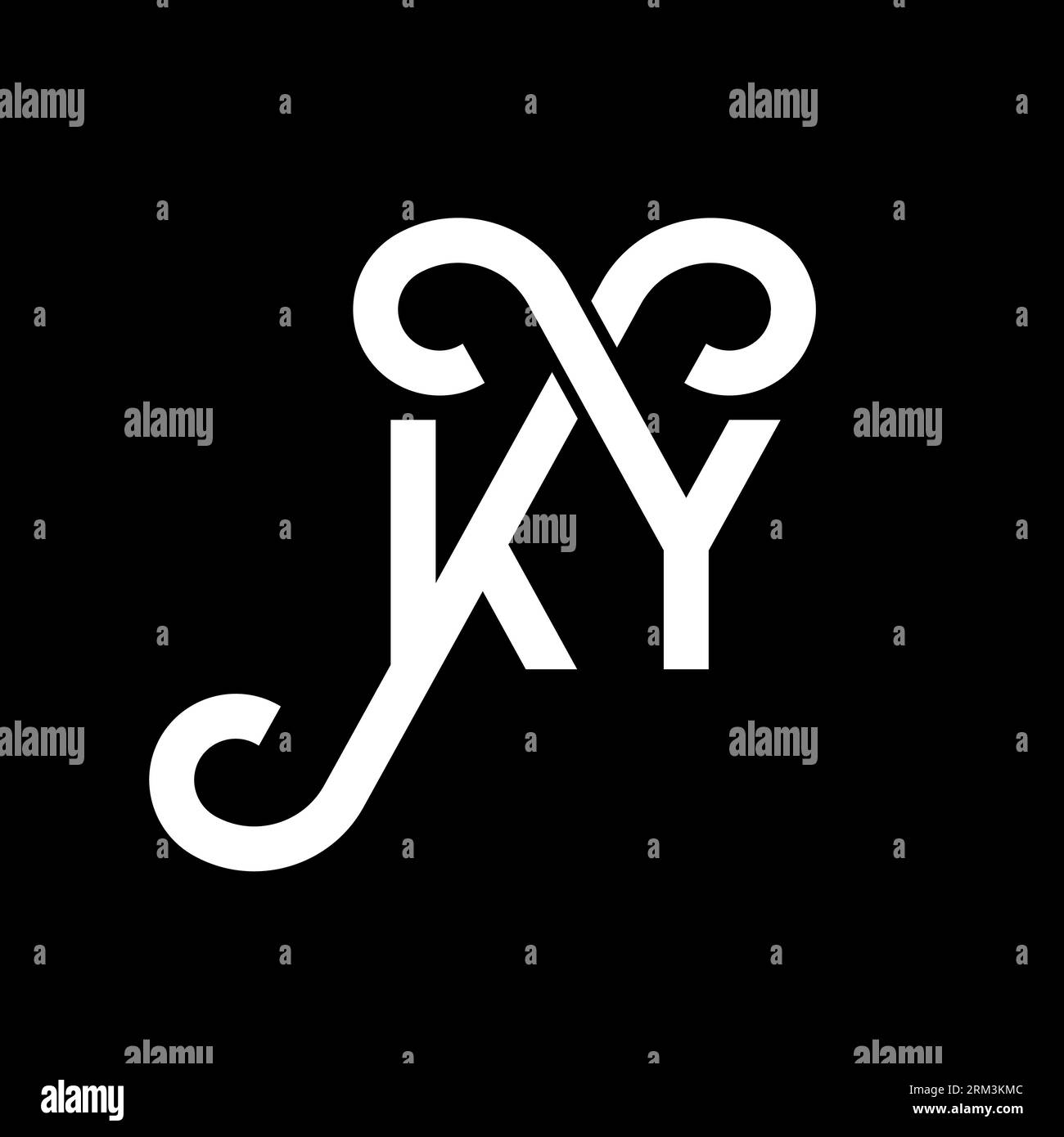 KY letter logo design on black background. KY creative initials letter ...
