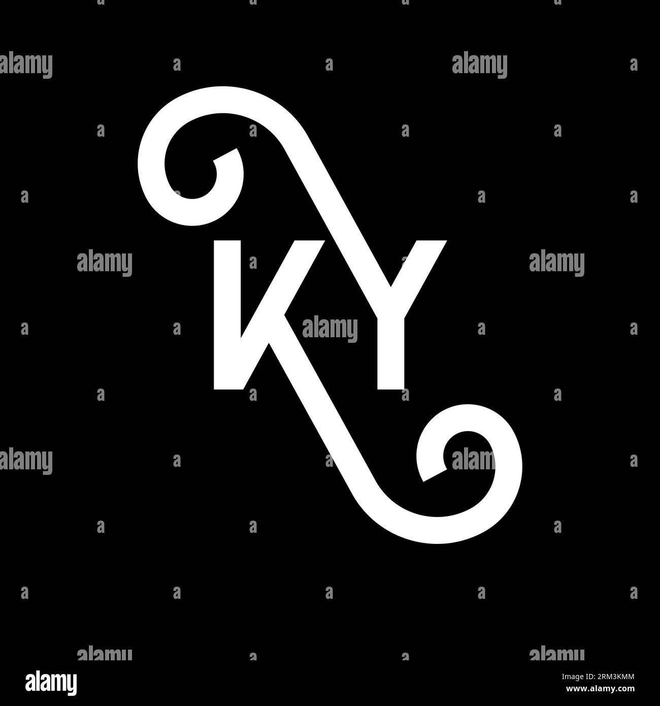 KY letter logo design on black background. KY creative initials letter ...