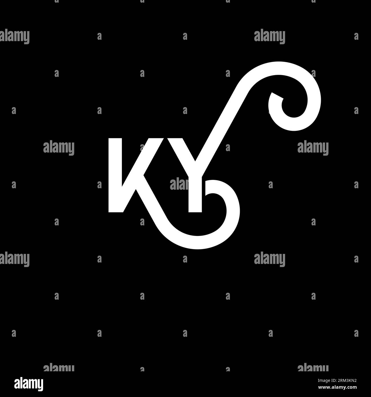 KY letter logo design on black background. KY creative initials letter ...