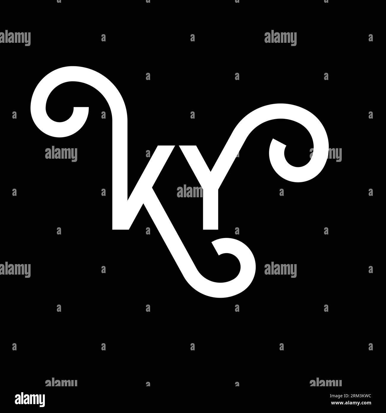 KY letter logo design on black background. KY creative initials letter ...