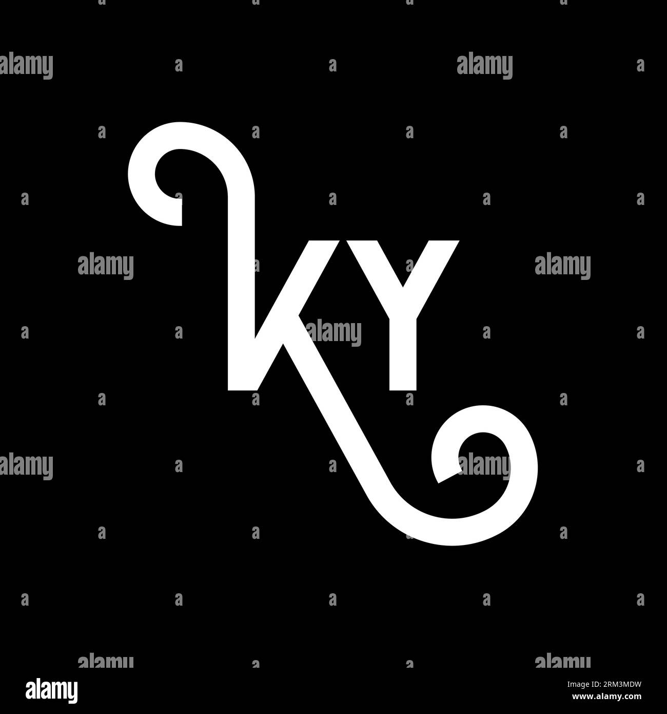 KY letter logo design on black background. KY creative initials letter ...