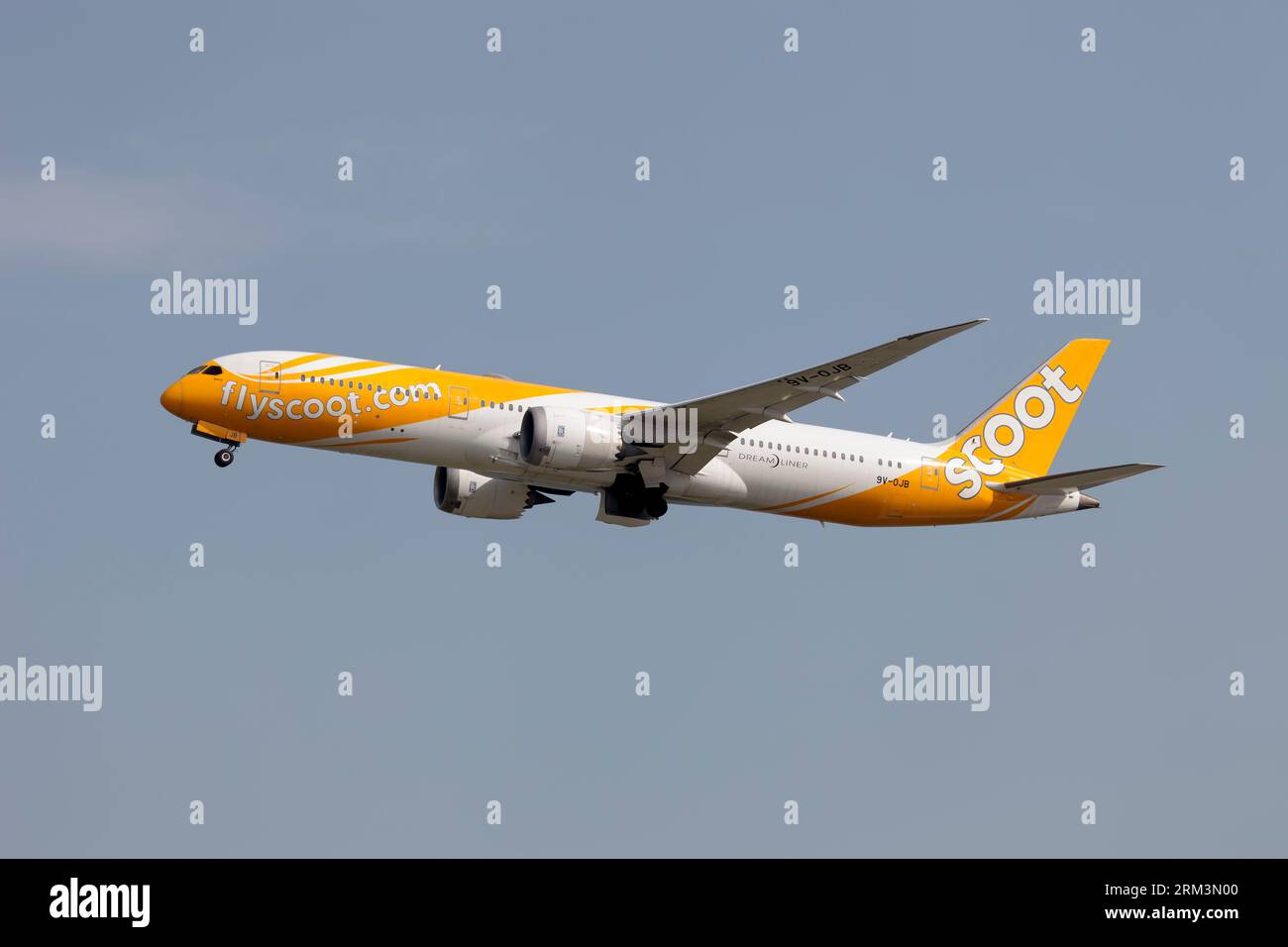 A Scoot Boeing 787-9 Dreamliner taking off from Osaka - Kansai Airport ...