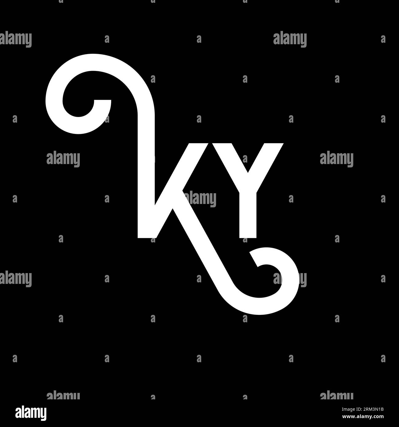 KY letter logo design on black background. KY creative initials letter ...