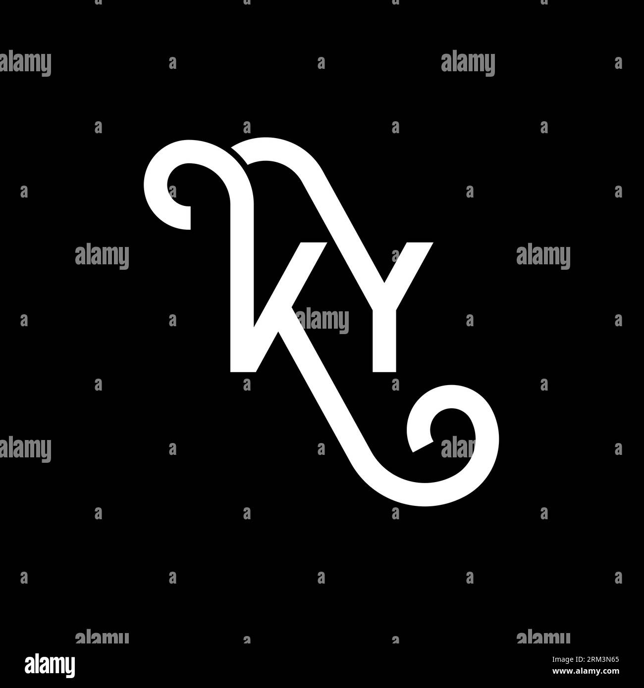 KY letter logo design on black background. KY creative initials letter ...