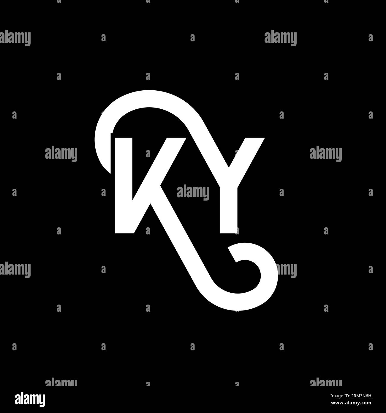KY letter logo design on black background. KY creative initials letter ...