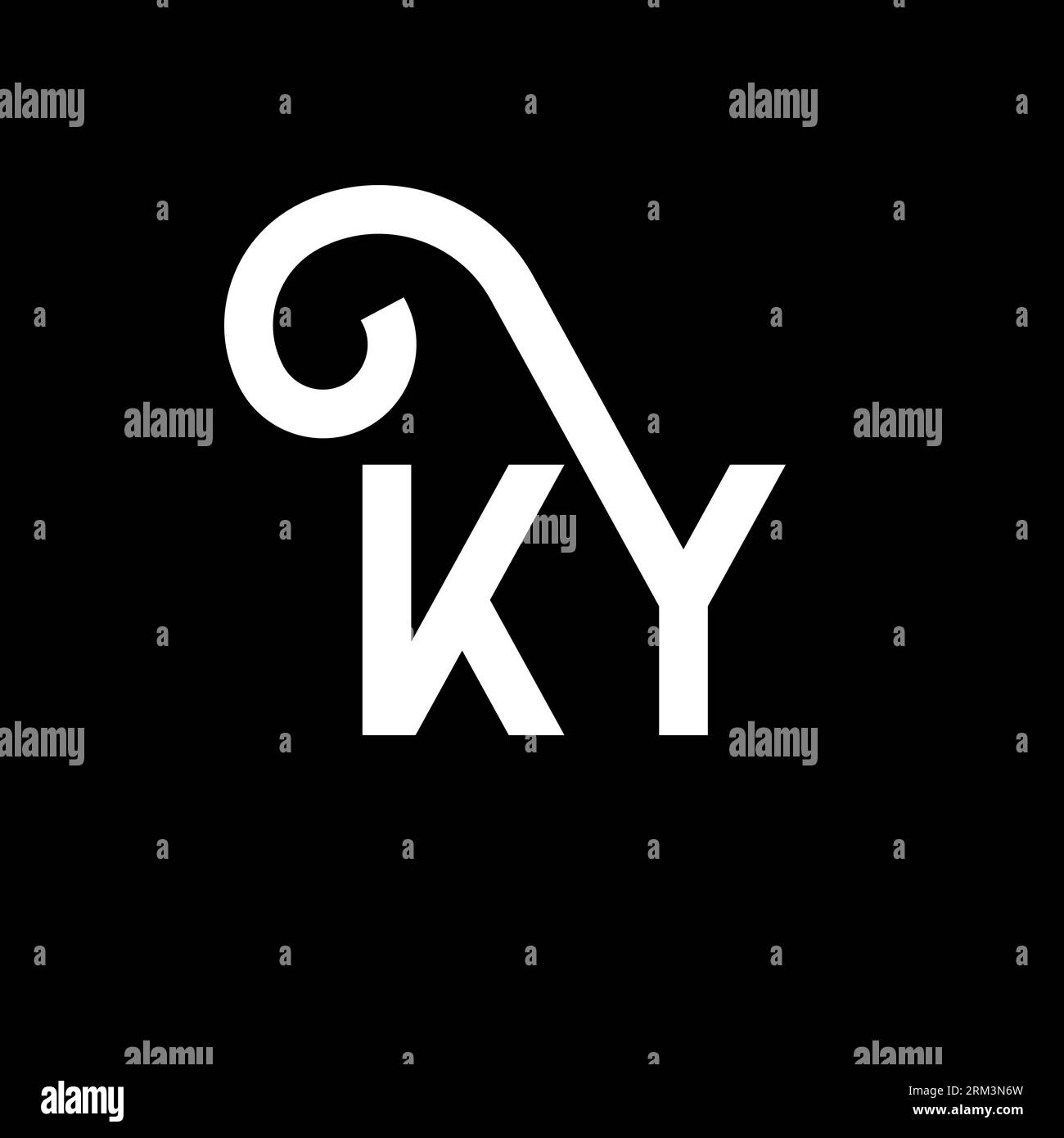 KY letter logo design on black background. KY creative initials letter ...