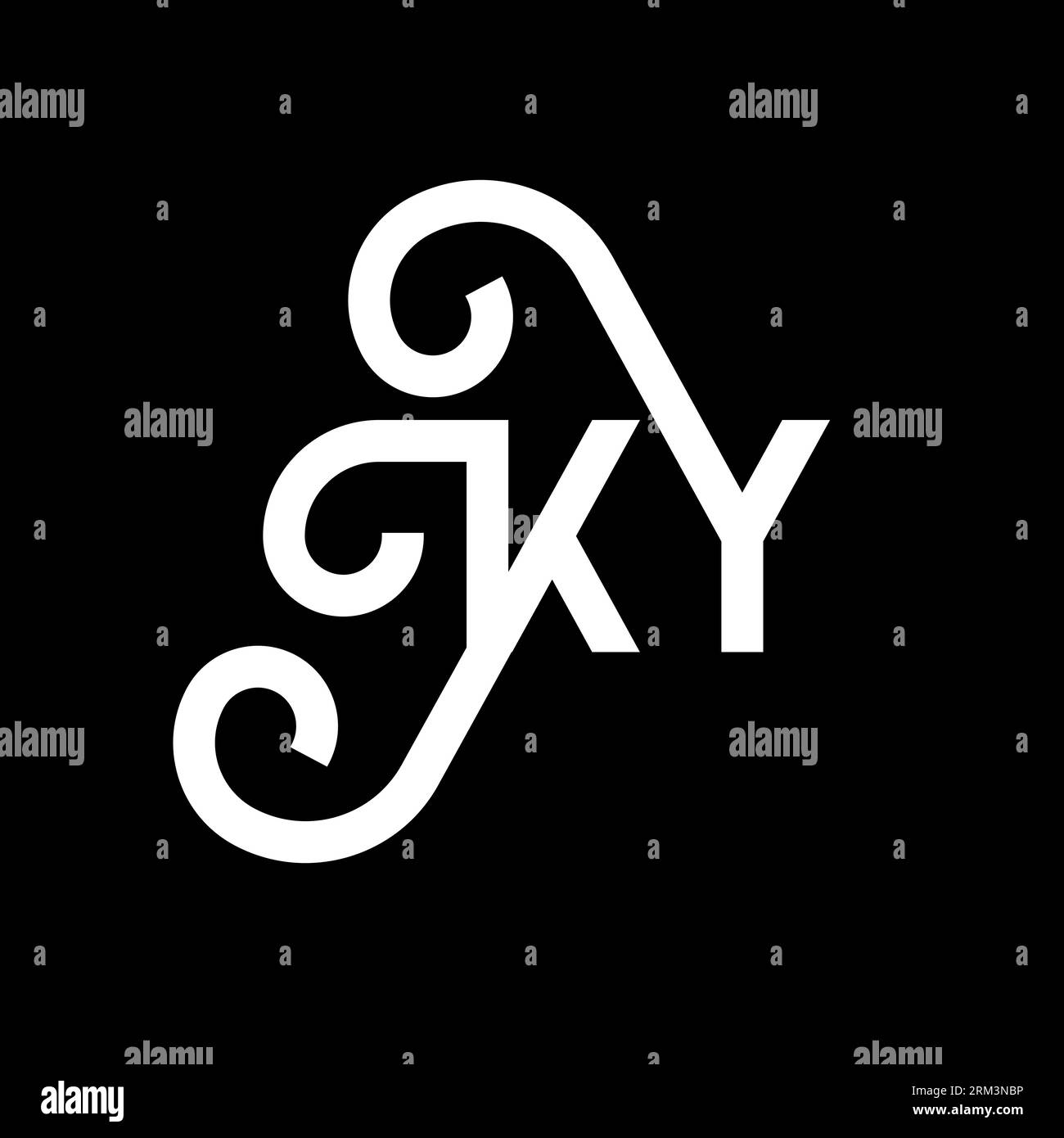 KY letter logo design on black background. KY creative initials letter ...