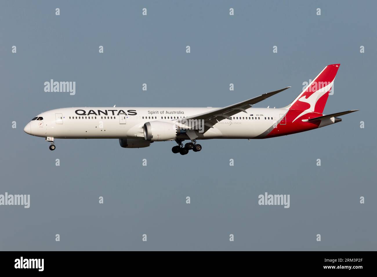 Rome, Italy. 16th July, 2023. A Qantas Boeing 787-9 Dreamliner about to ...