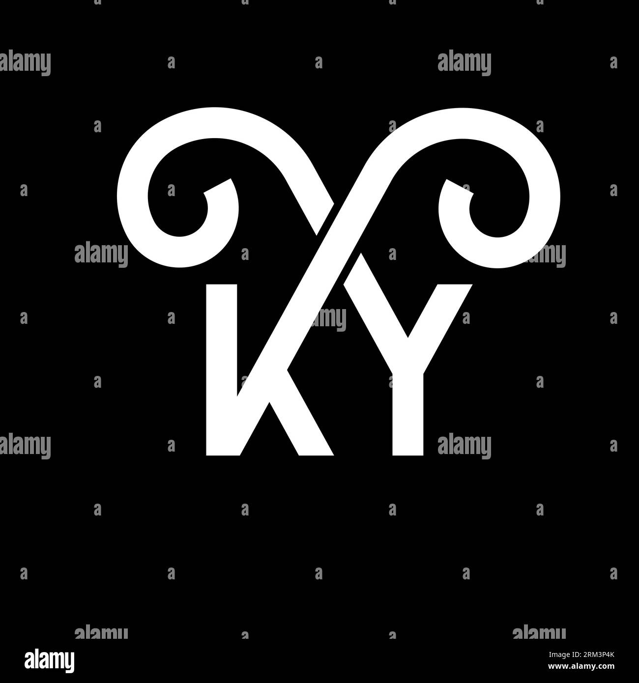 KY letter logo design on black background. KY creative initials letter ...