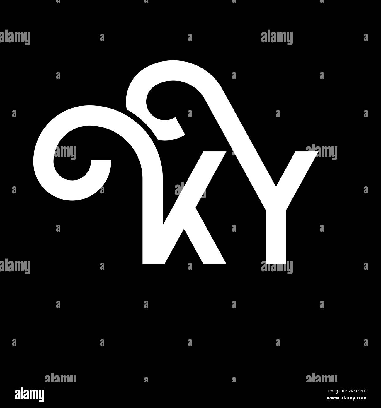 KY letter logo design on black background. KY creative initials letter ...