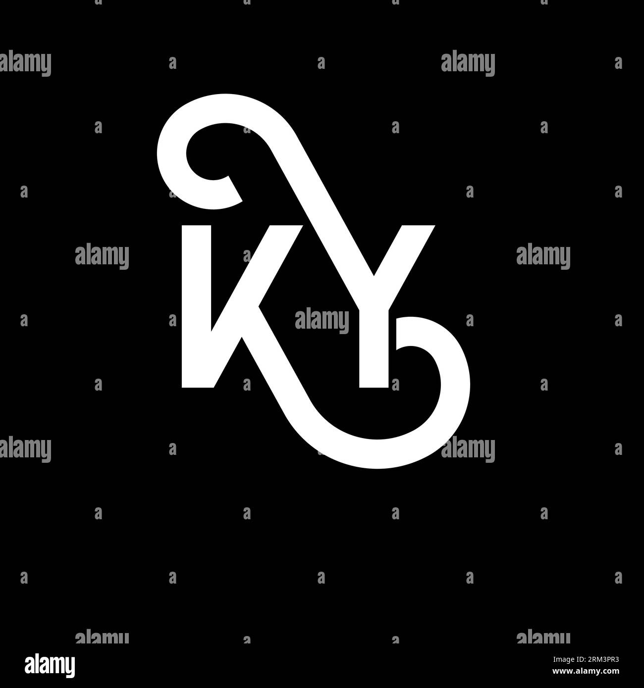 KY letter logo design on black background. KY creative initials letter ...