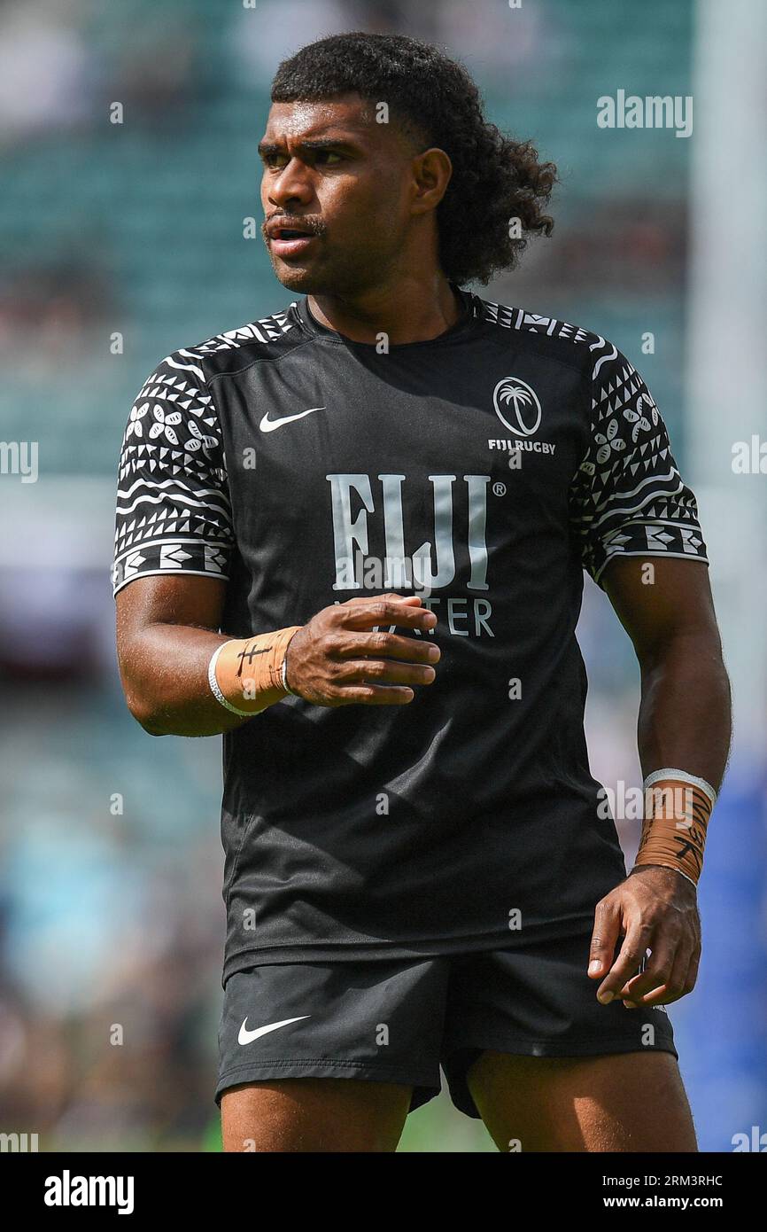 Simione Kuruvoli of Fiji during the pre-game warmup during the 2023 ...