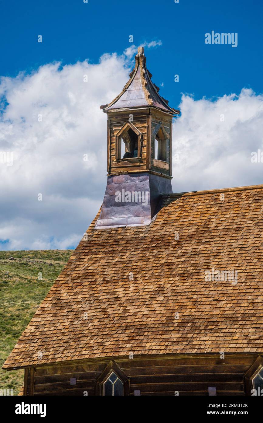 Methodist church in Bodie ghost town in California. The church was built in 1882 and is the only ...