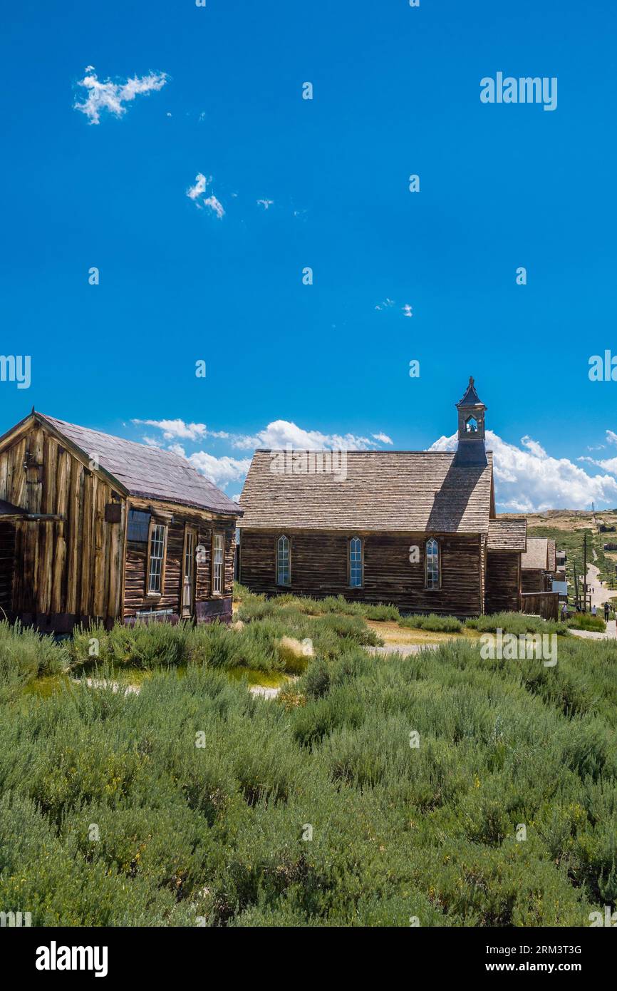 Methodist church in Bodie ghost town in California. The church was built in 1882 and is the only ...