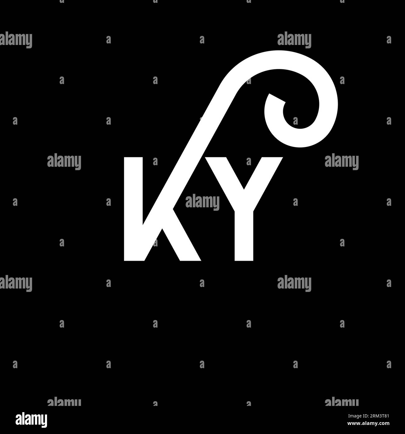 KY letter logo design on black background. KY creative initials letter ...