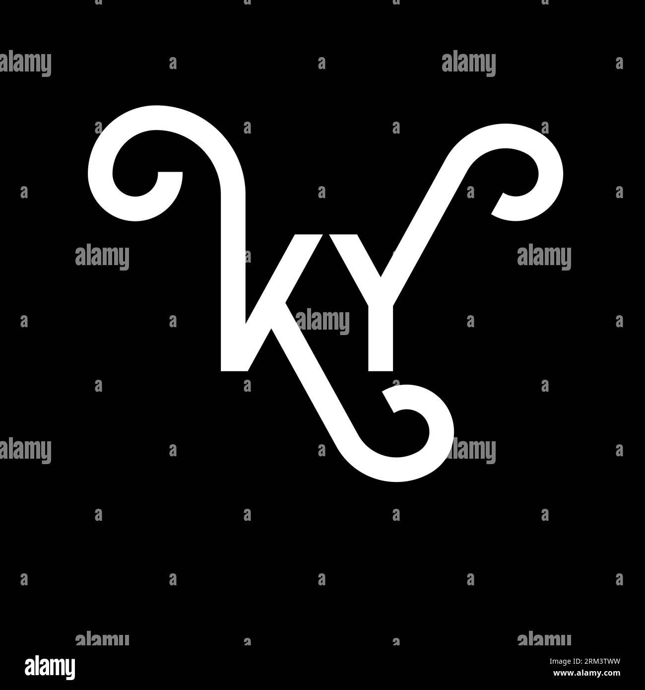 KY letter logo design on black background. KY creative initials letter ...