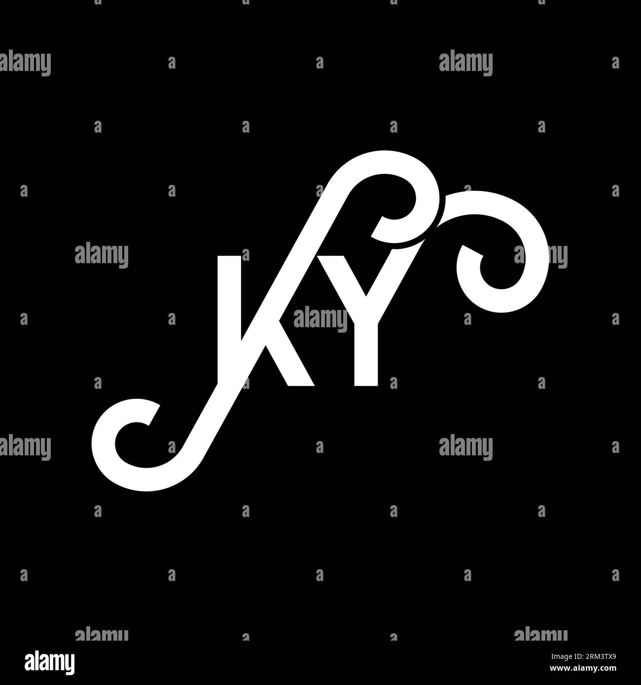 KY letter logo design on black background. KY creative initials letter ...