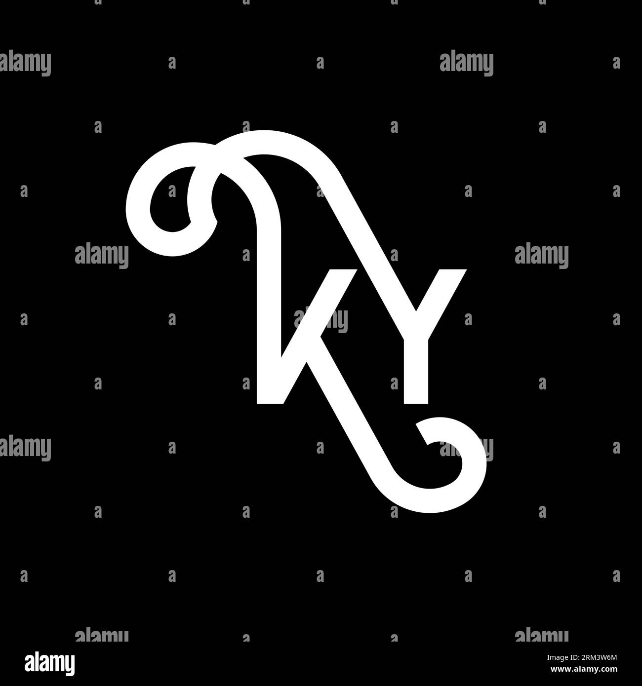 KY letter logo design on black background. KY creative initials letter ...