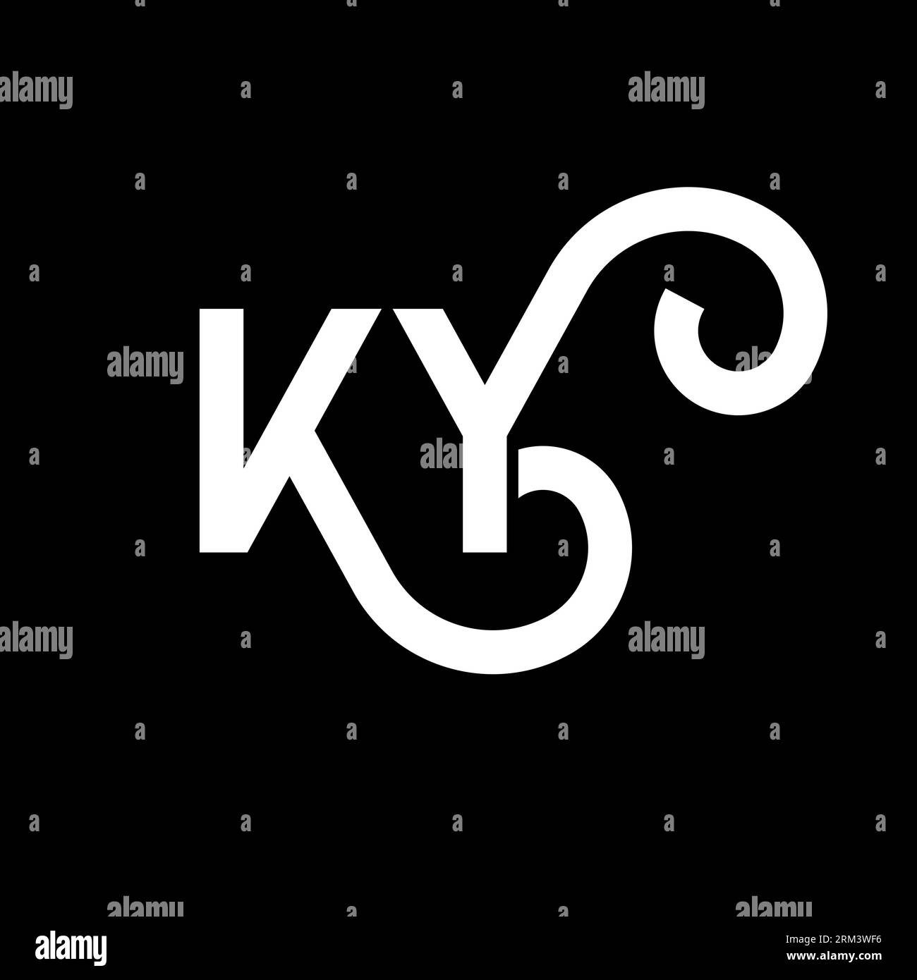 KY letter logo design on black background. KY creative initials letter ...