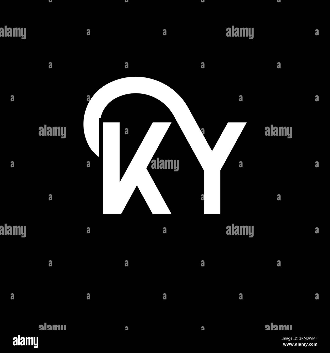 KY letter logo design on black background. KY creative initials letter ...