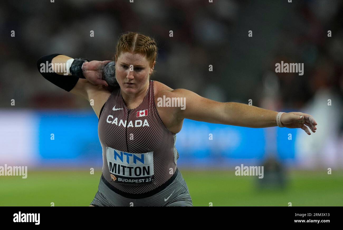Budapest,HUN, 26 Aug 2023 Shot Put Silver medal winner Sarah Mitton ...