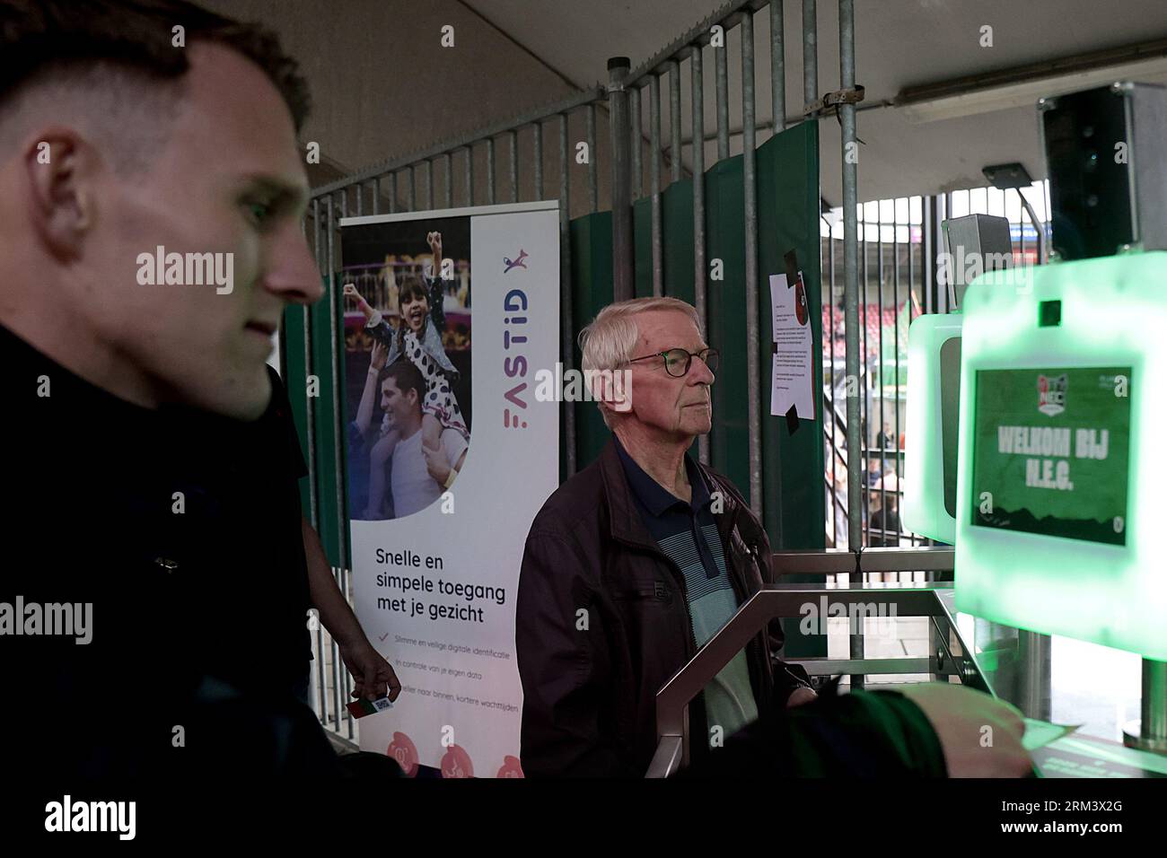 NIJMEGEN - Football fans have their faces scanned by a camera during a ...