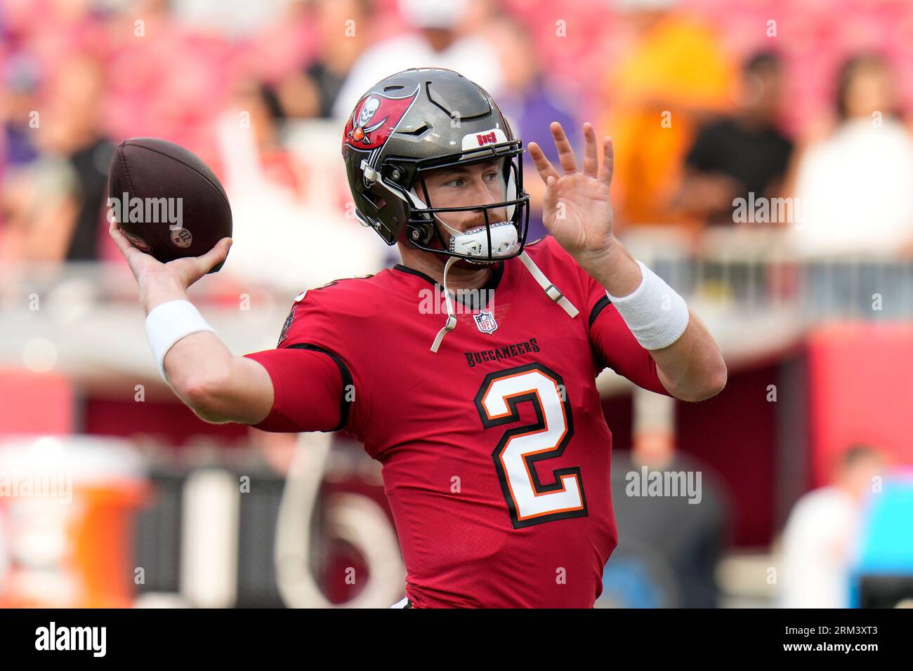 Tampa Bay Buccaneers quarterback Kyle Trask warms up prior to an NFL ...