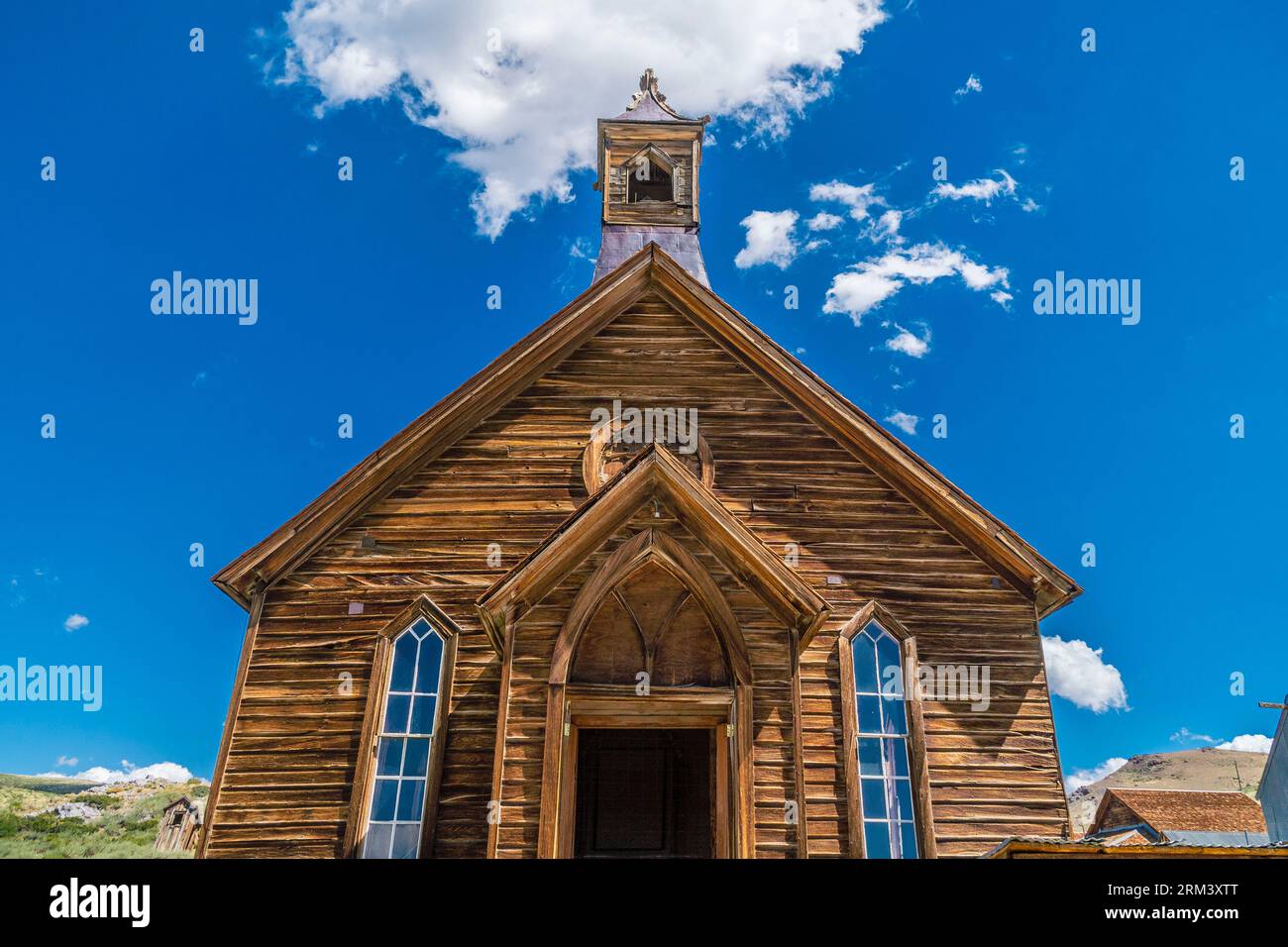 Methodist church in Bodie ghost town in California. The church was built in 1882 and is the only ...