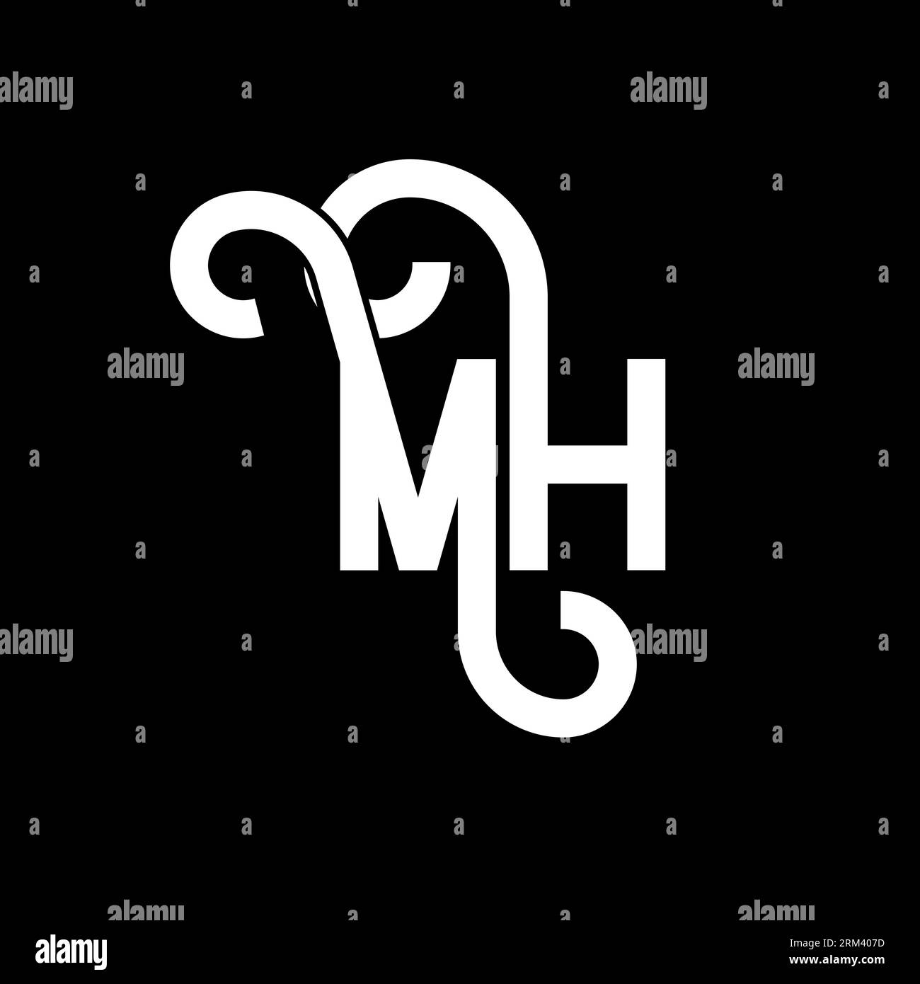 MH Letter Logo Design. Initial letters MH logo icon. Abstract letter MH ...