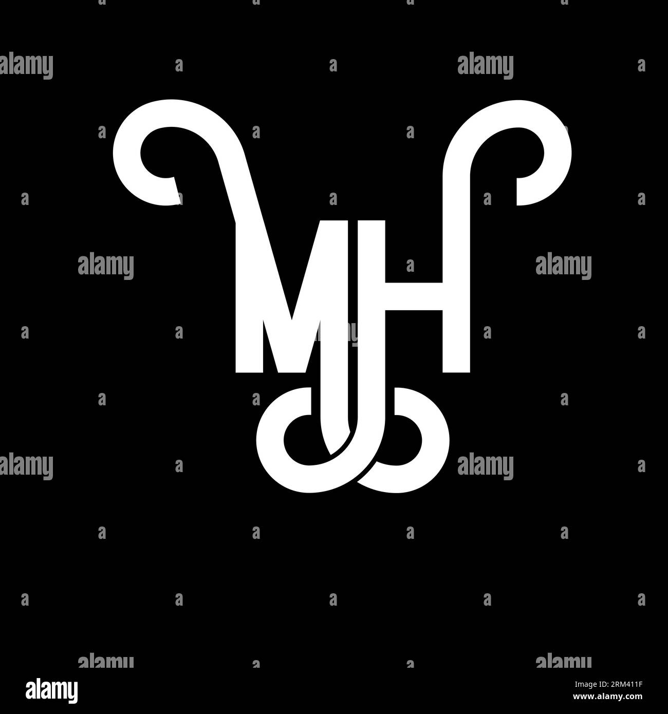 MH Letter Logo Design. Initial letters MH logo icon. Abstract letter MH ...