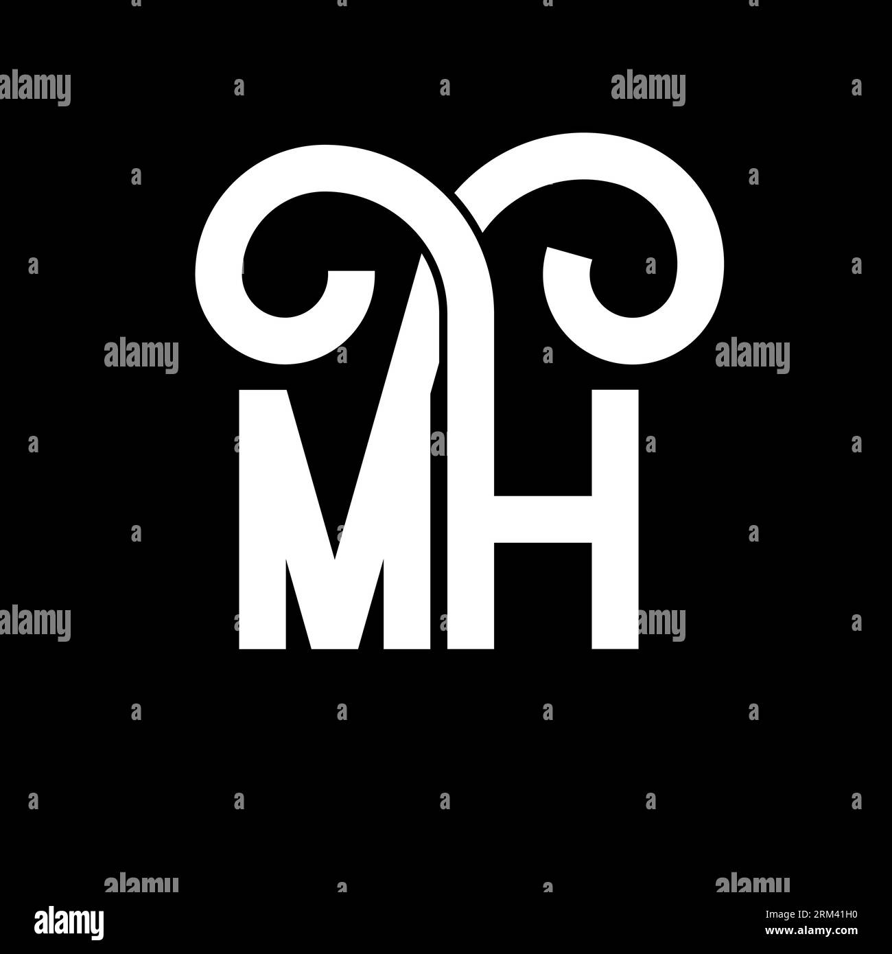 MH Letter Logo Design. Initial letters MH logo icon. Abstract letter MH ...