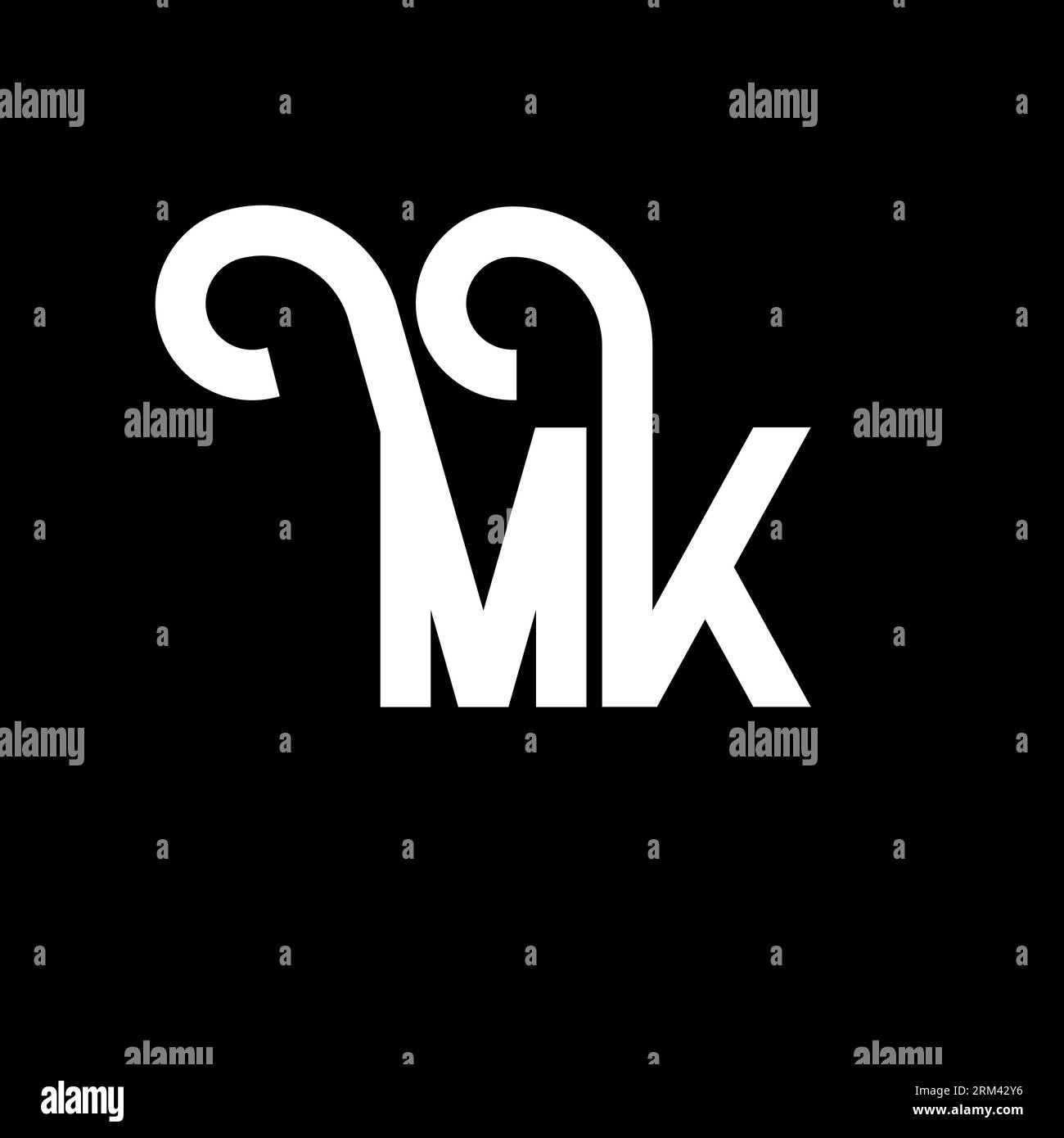 MK Letter Logo Design. Initial letters MK logo icon. Abstract letter MK ...