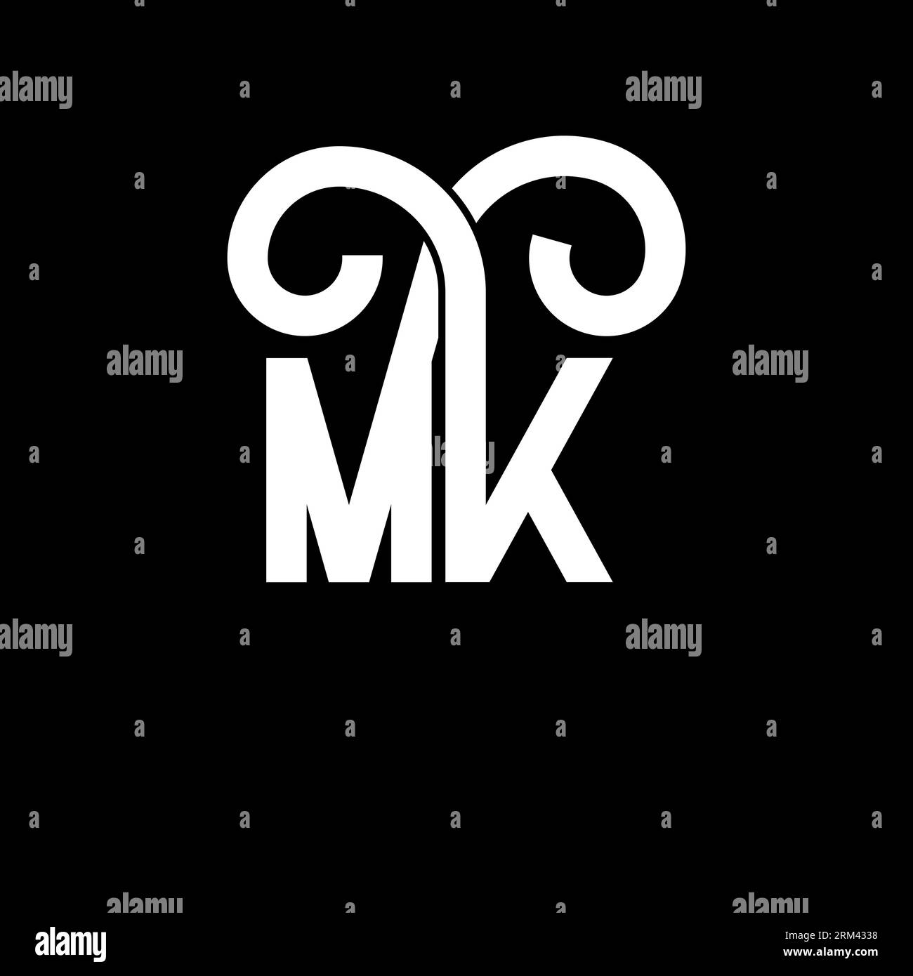 MK Letter Logo Design. Initial letters MK logo icon. Abstract letter MK ...