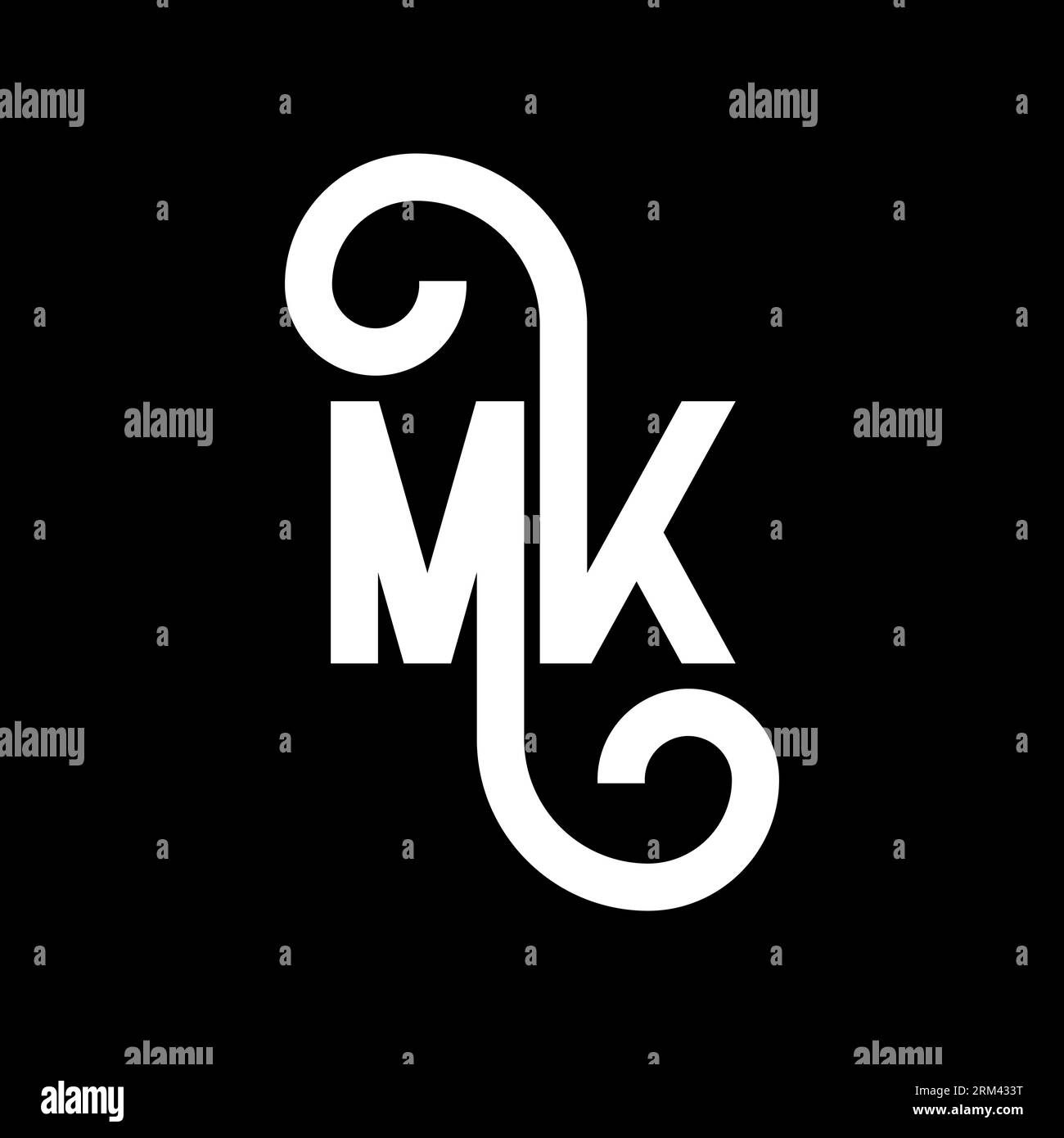 MK Letter Logo Design. Initial letters MK logo icon. Abstract letter MK ...