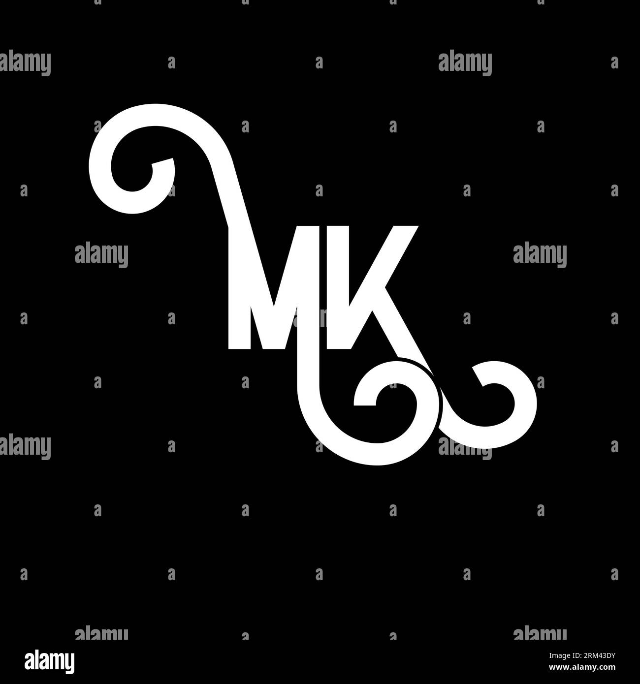 MK Letter Logo Design. Initial letters MK logo icon. Abstract letter MK ...