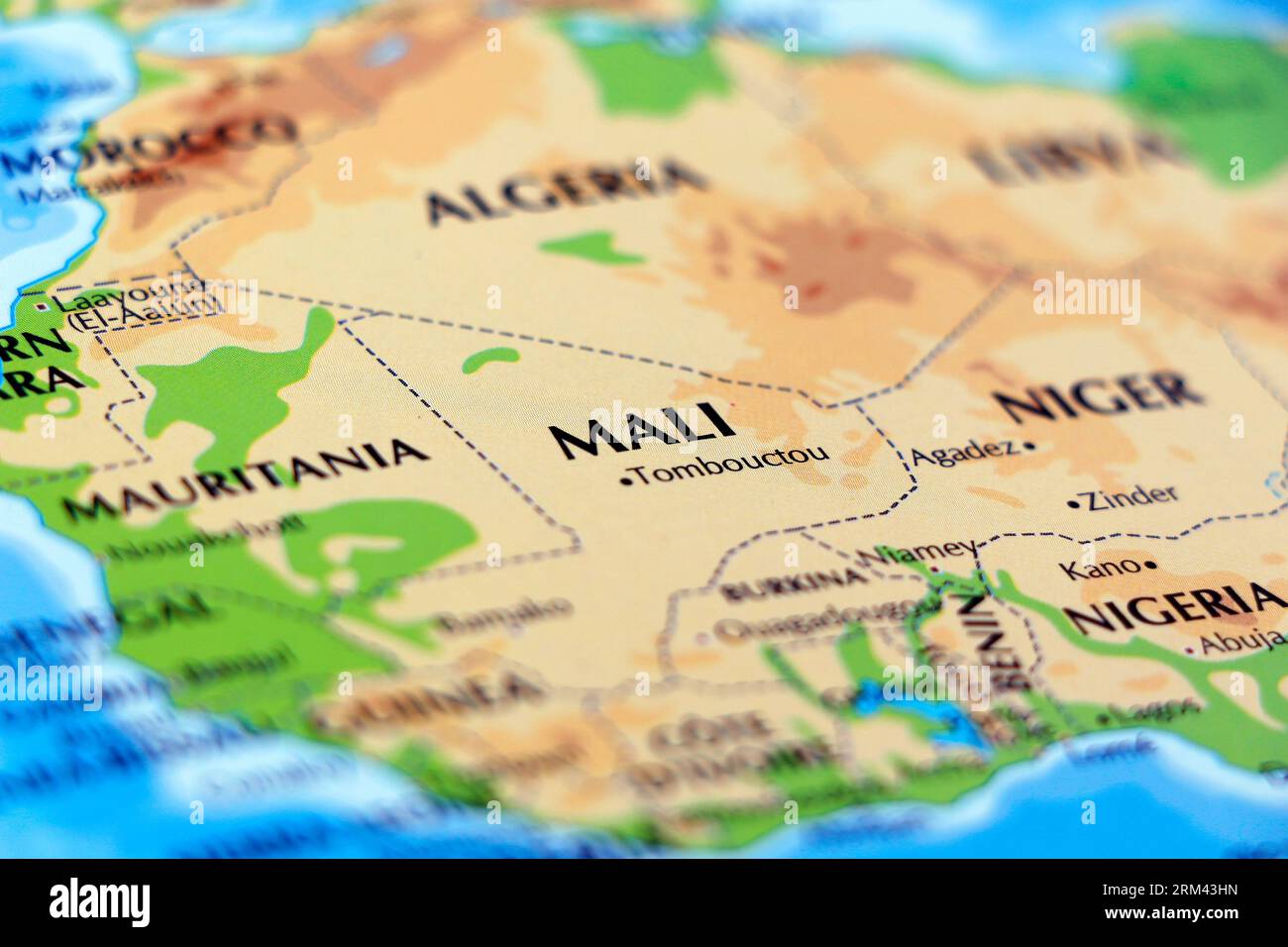 world map of africa with close up focus in mali and the capital city ...